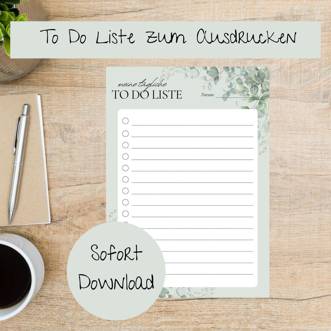 To Do List Eucalyptus, Checklist, Daily Planner, List, Organization ...
