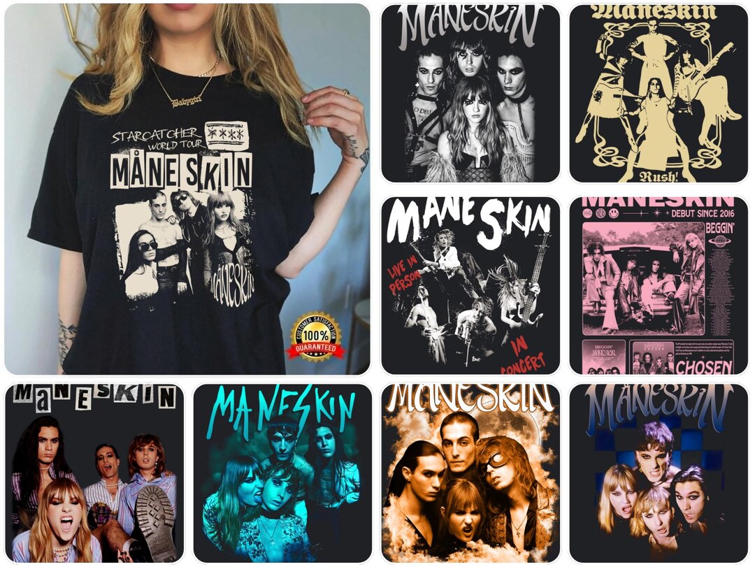 Maneskin Png Bundle, Vintage Maneskin Tour Shirt Png, Rock Band Graphic ...