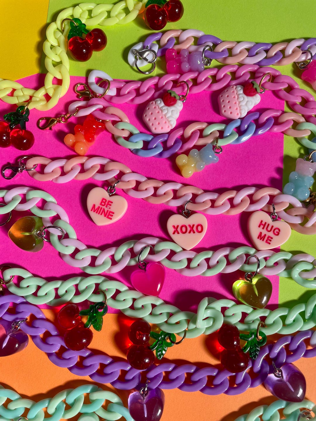 Kawaii Candy Core Charm Bracelet Chunky Acrylic Chain Cute Kidcore ...