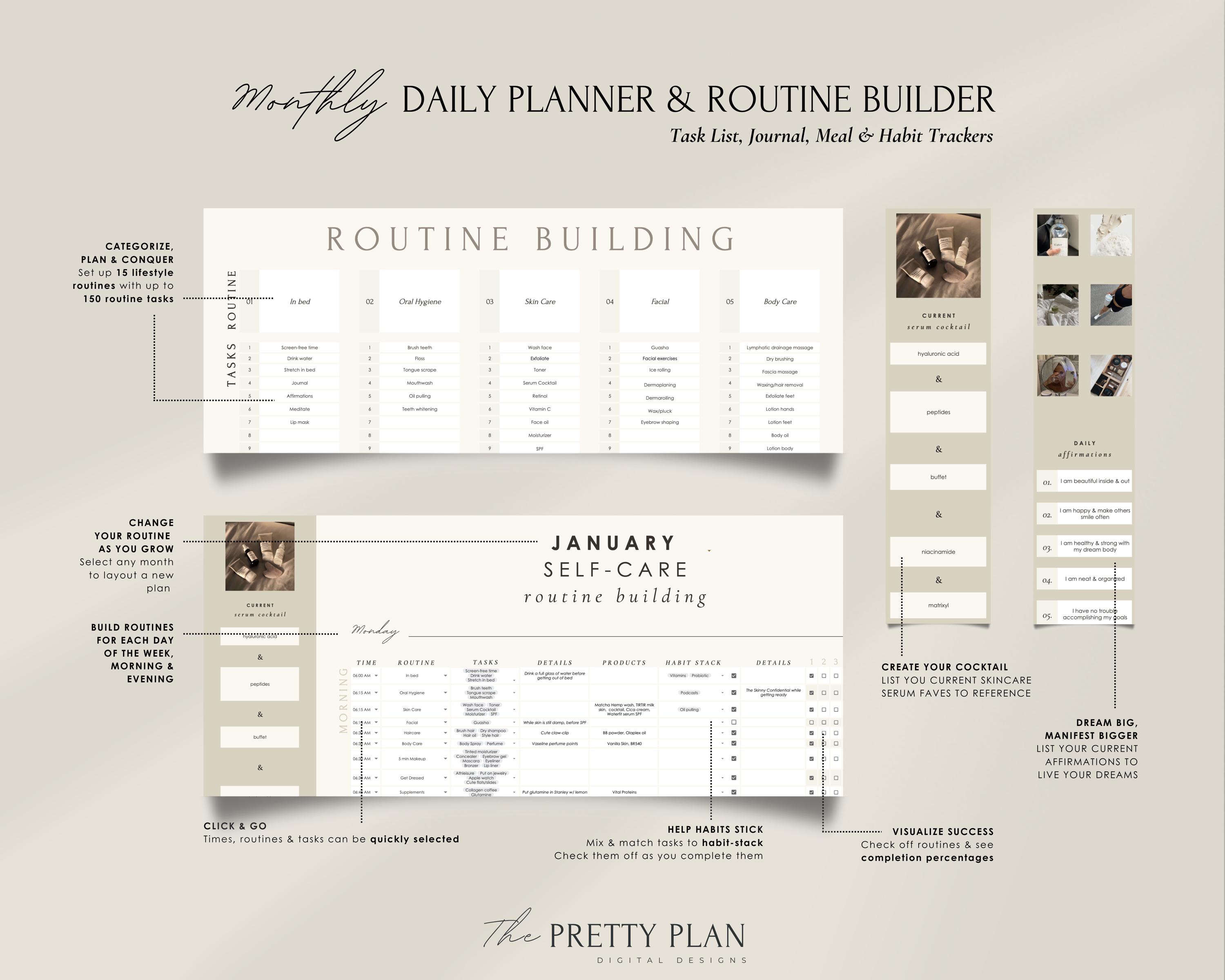 Digital Daily Schedule Planner Google Sheets Routine Planner ...