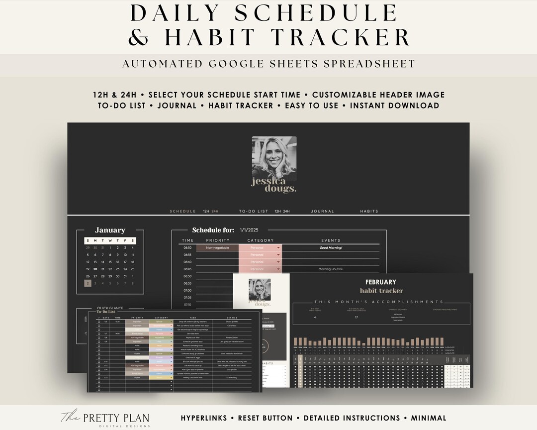 Digital Daily Schedule Planner Google Sheets Routine Planner ...