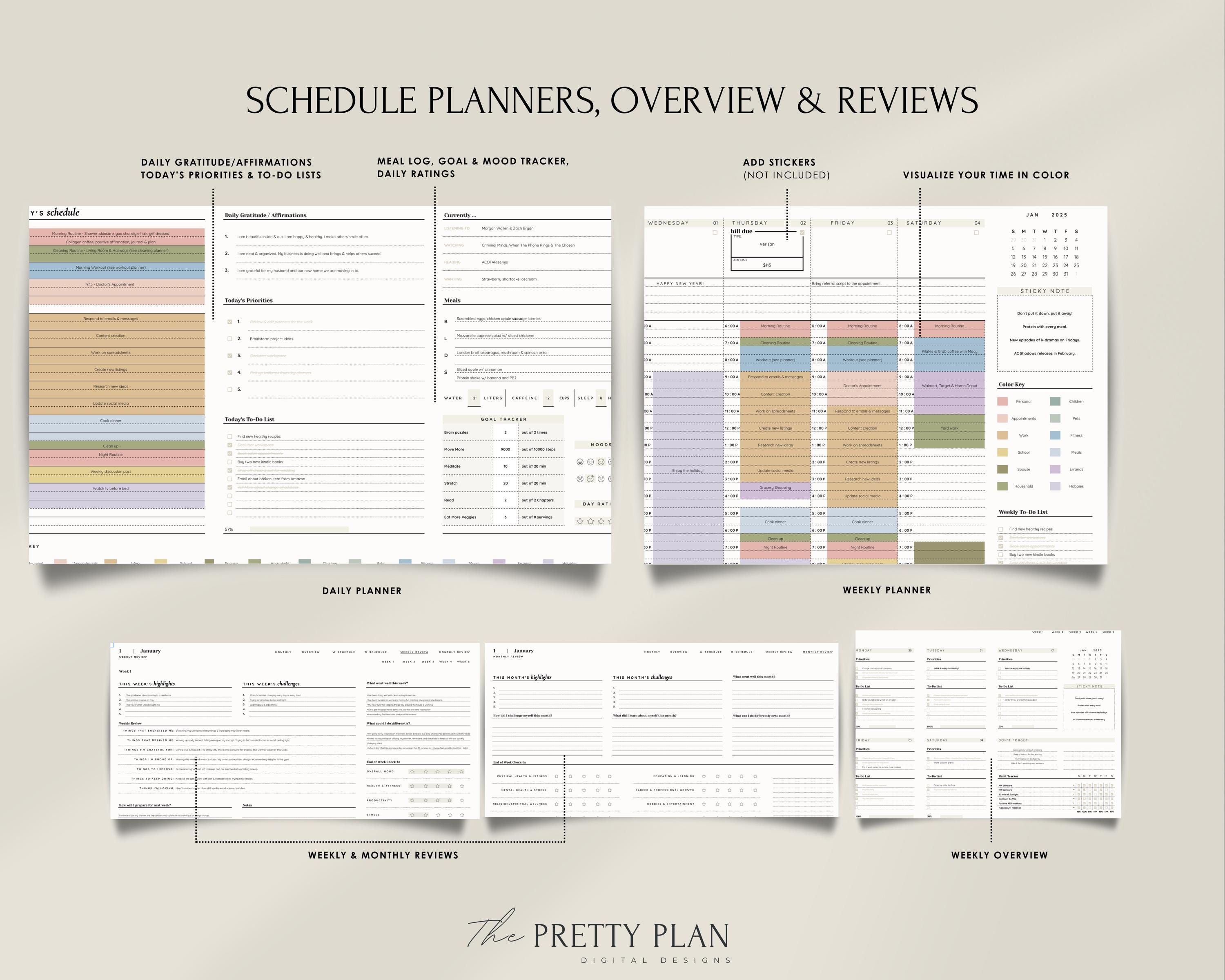 Digital Daily Planner Daily Schedule Google Sheets Daily Planner ...