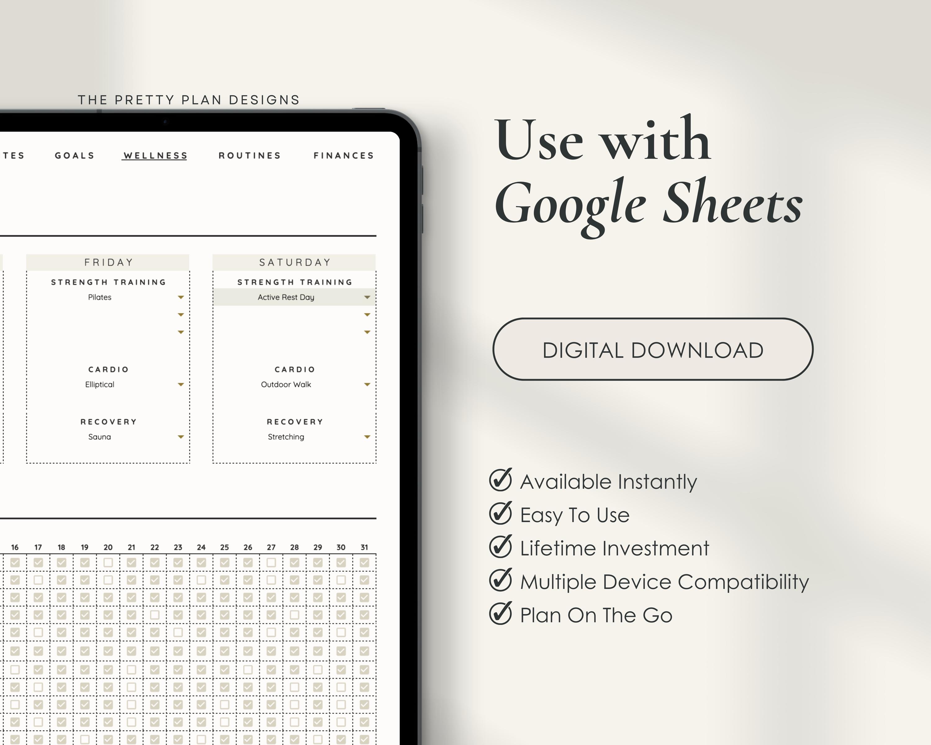Digital Daily Planner Daily Schedule Google Sheets Daily Planner ...
