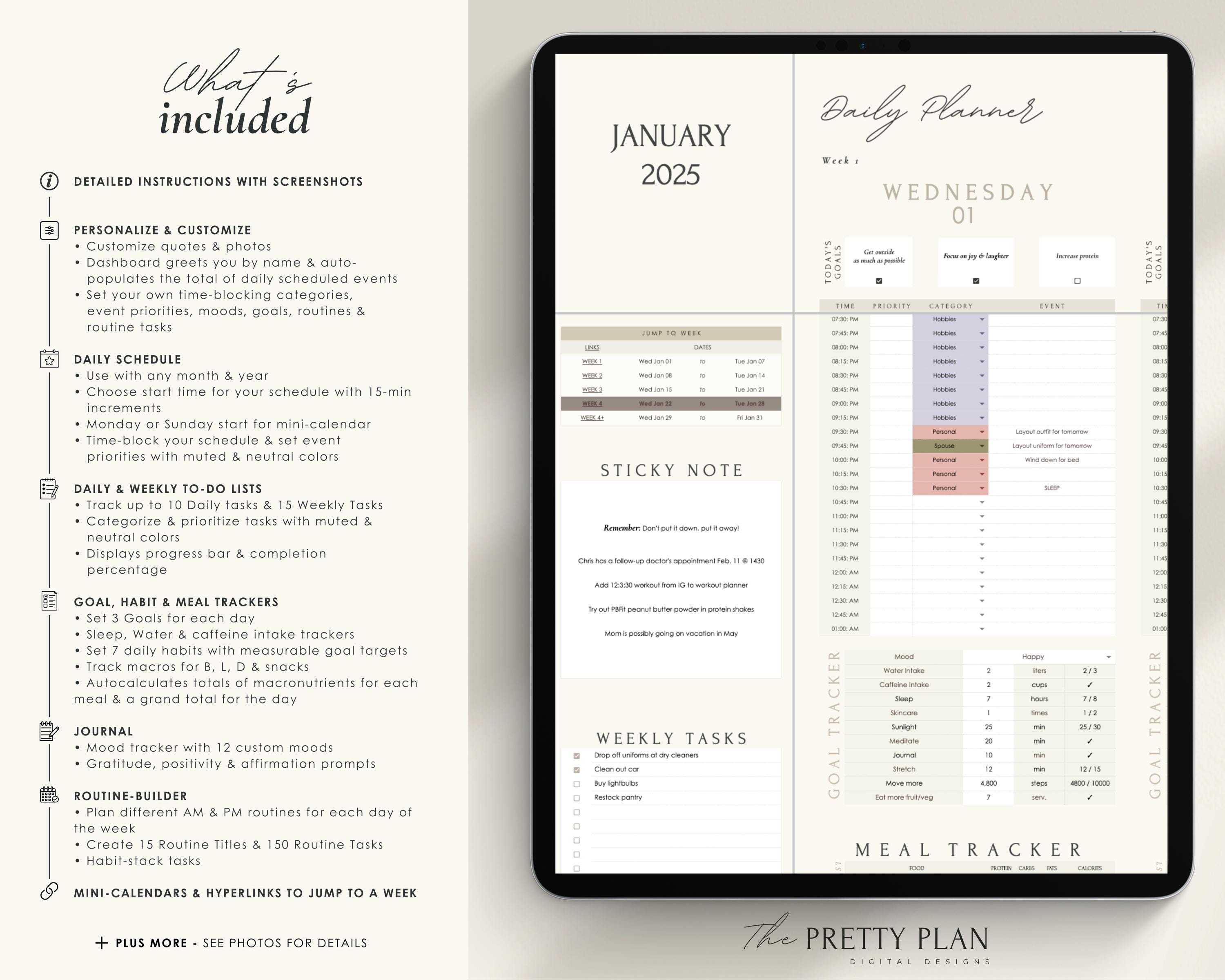 Digital Daily Schedule Planner Google Sheets Routine Planner ...