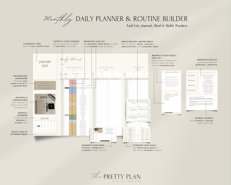 Digital Daily Schedule Planner Google Sheets Routine Planner ...