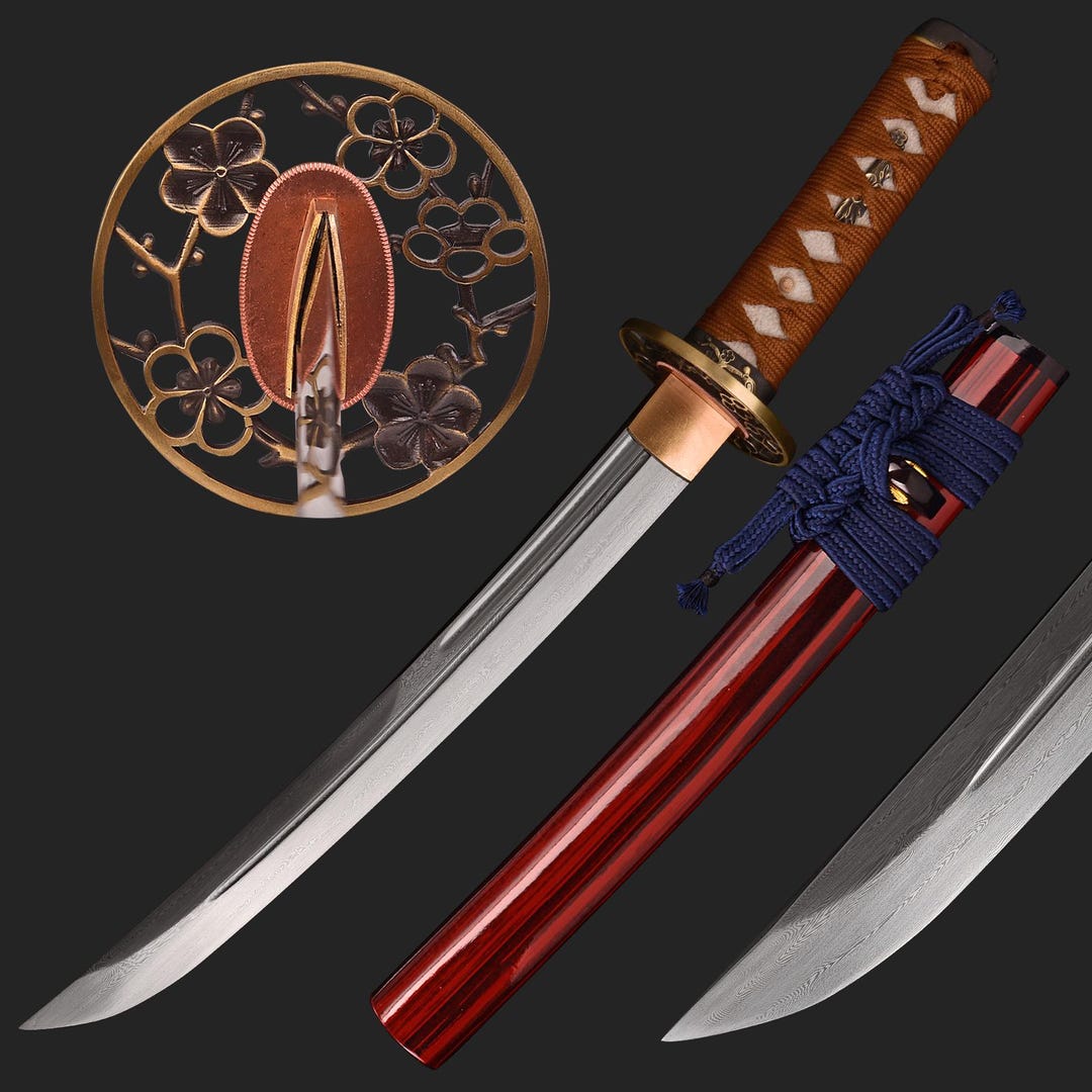 Handmade Sakura Tanto Sword Real - Hand Forged Full Tang 1095 Steel ...