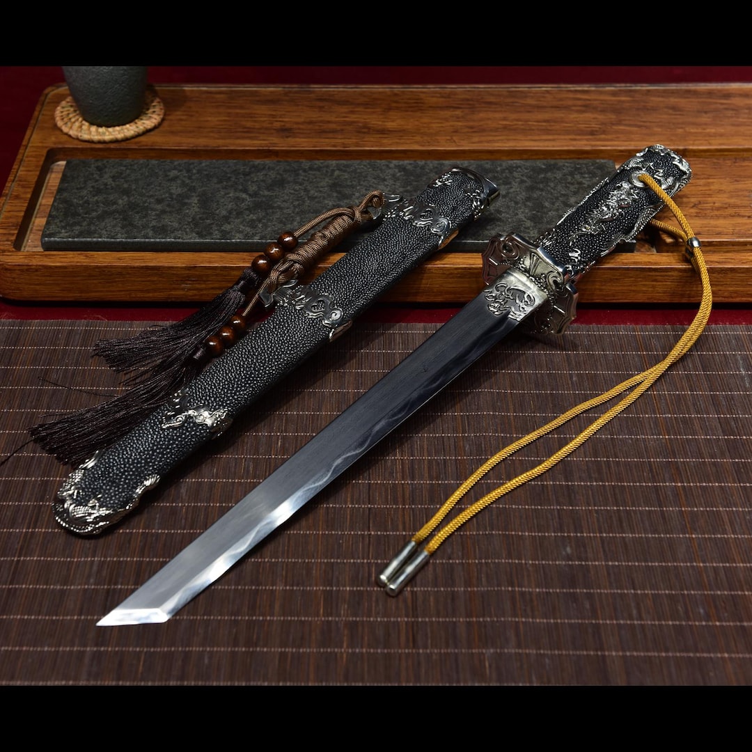 Handmade Chinese Tang Dao - Hand Forged Full Tang Wootz Steel Clay ...