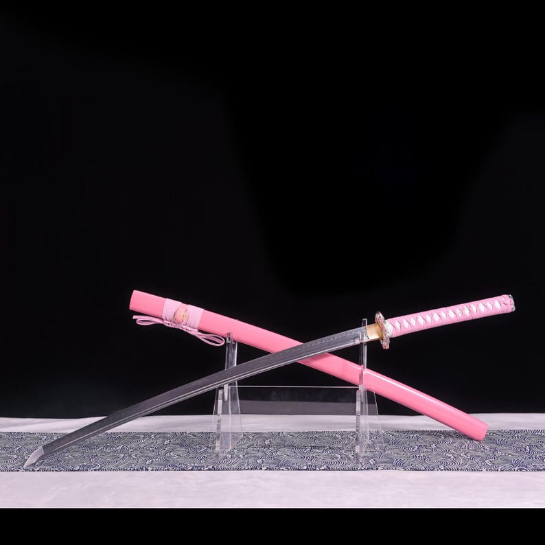 Handmade Pink Katana Real - Hand Forged Full Tang 1095 High Carbon ...