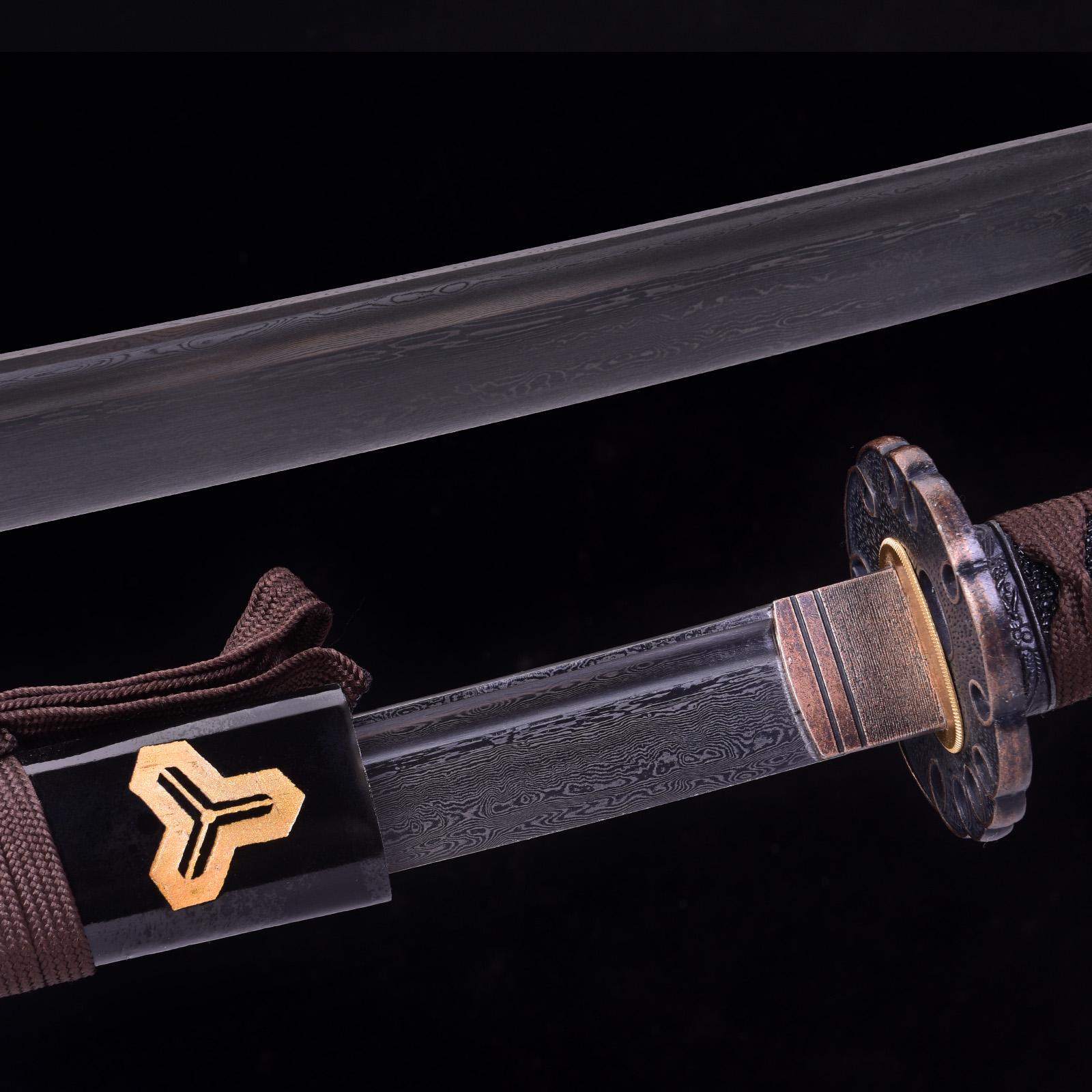 Handmade Katana Wakizashi Sword - Hand Forged Full Tang Damascus Steel ...