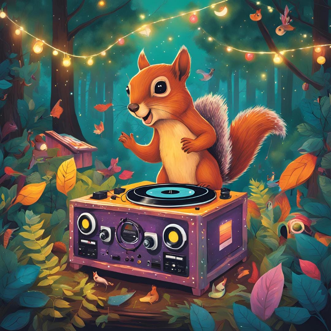 DJ Squirrel Spinning in the Forest #4 (PNG) - Etsy