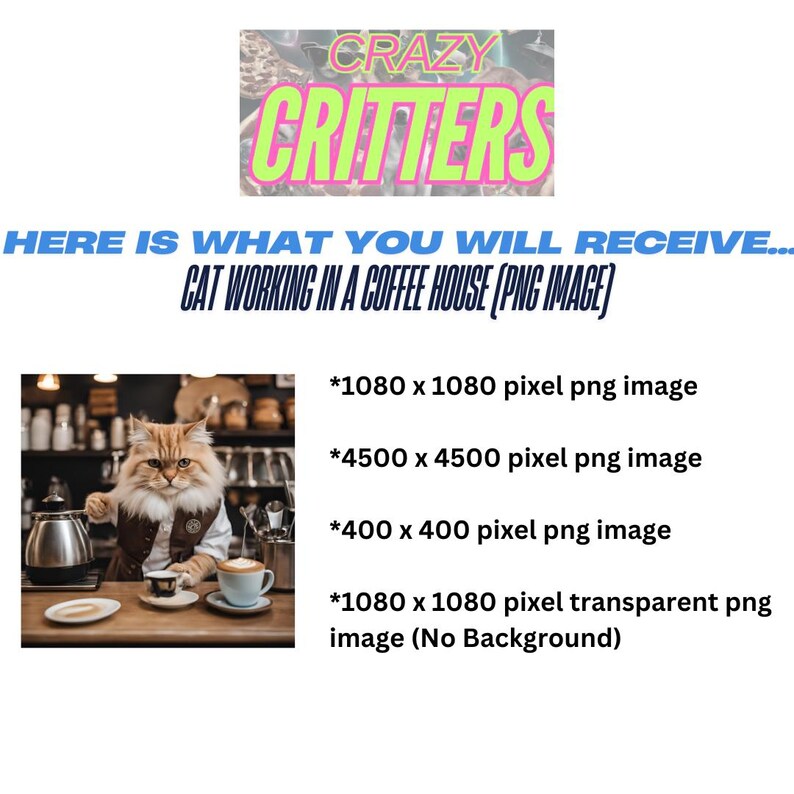 Cat Working in A Coffee House (PNG Image) - Etsy