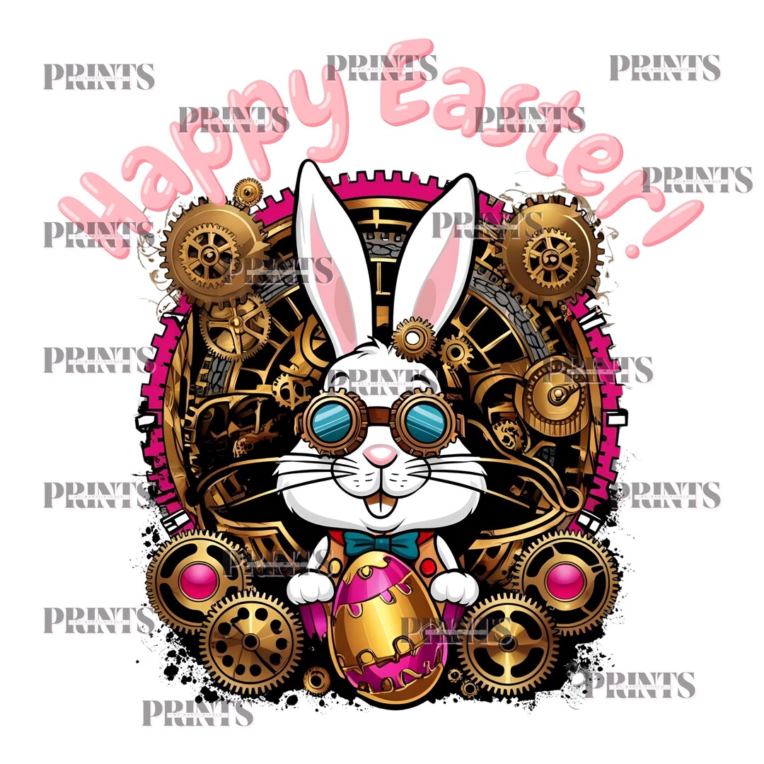 Clockwork Cottontail - Steampunk Easter Bunny PNG - Digital Rabbit ...