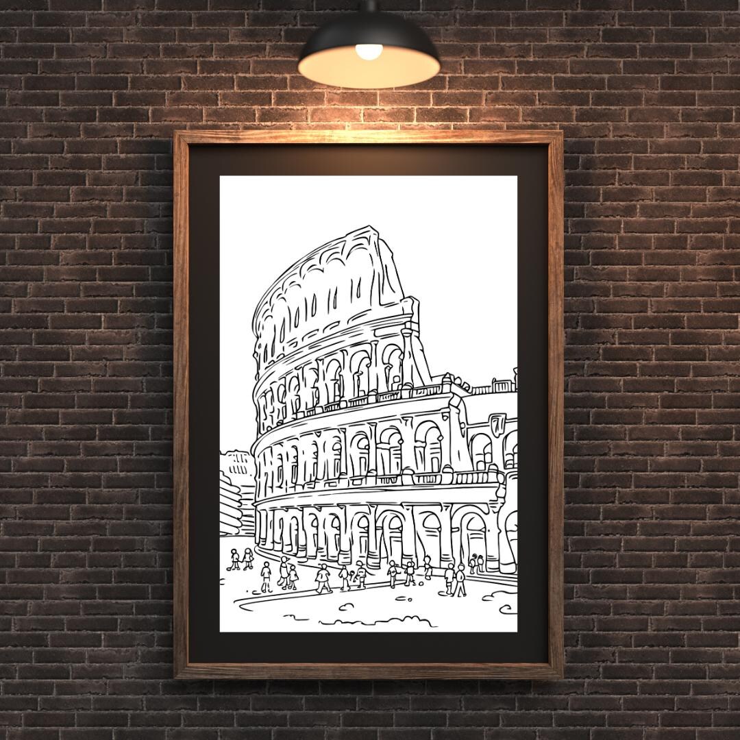 Colosseum Printable Coloring Art | Ancient Rome Coloring Page | Family ...