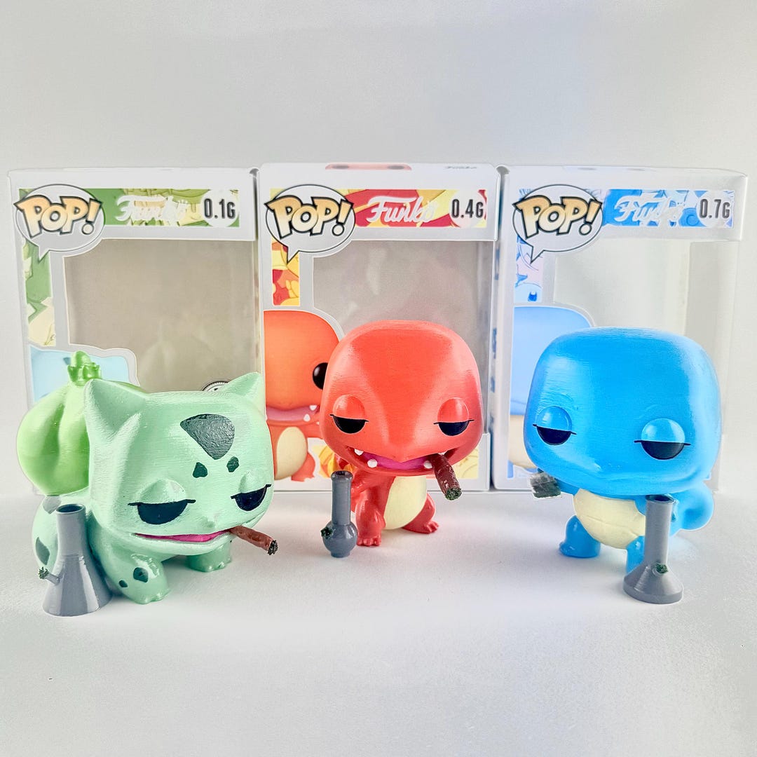 Custom Funko Pop – Starter Pack – Bulbasaur/Charmander/Squirtle (Stoned ...