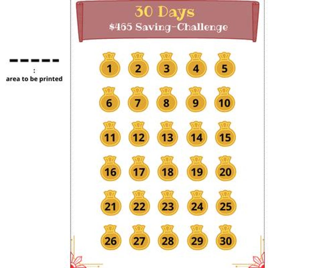 30 Days Money Saving Challenge Printable, Money Saving Goal, Envelope ...