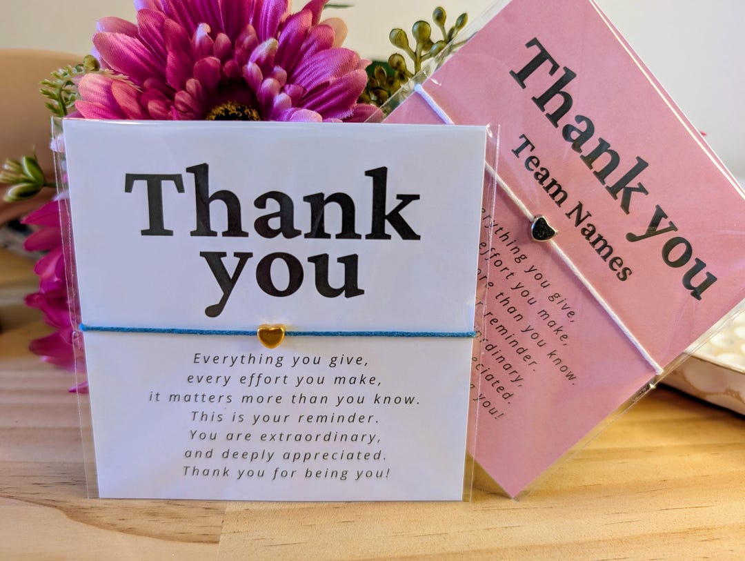 Custom Thank You Gift Personalized Appreciation Bracelet Charm & Card ...