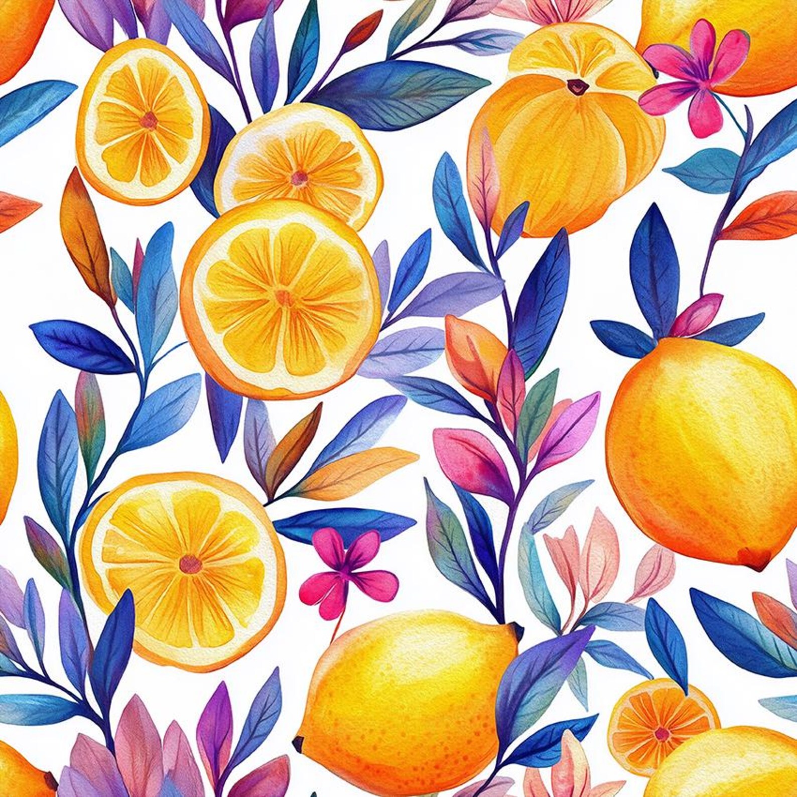 Seamless Flower Lemon Yellow Pattern Background Backdrop Commercial - Etsy