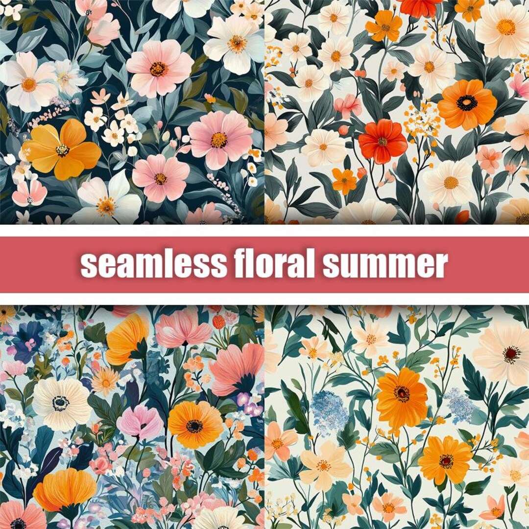 Seamless Flower Spring Summer Pattern Colorful Background Backdrop ...