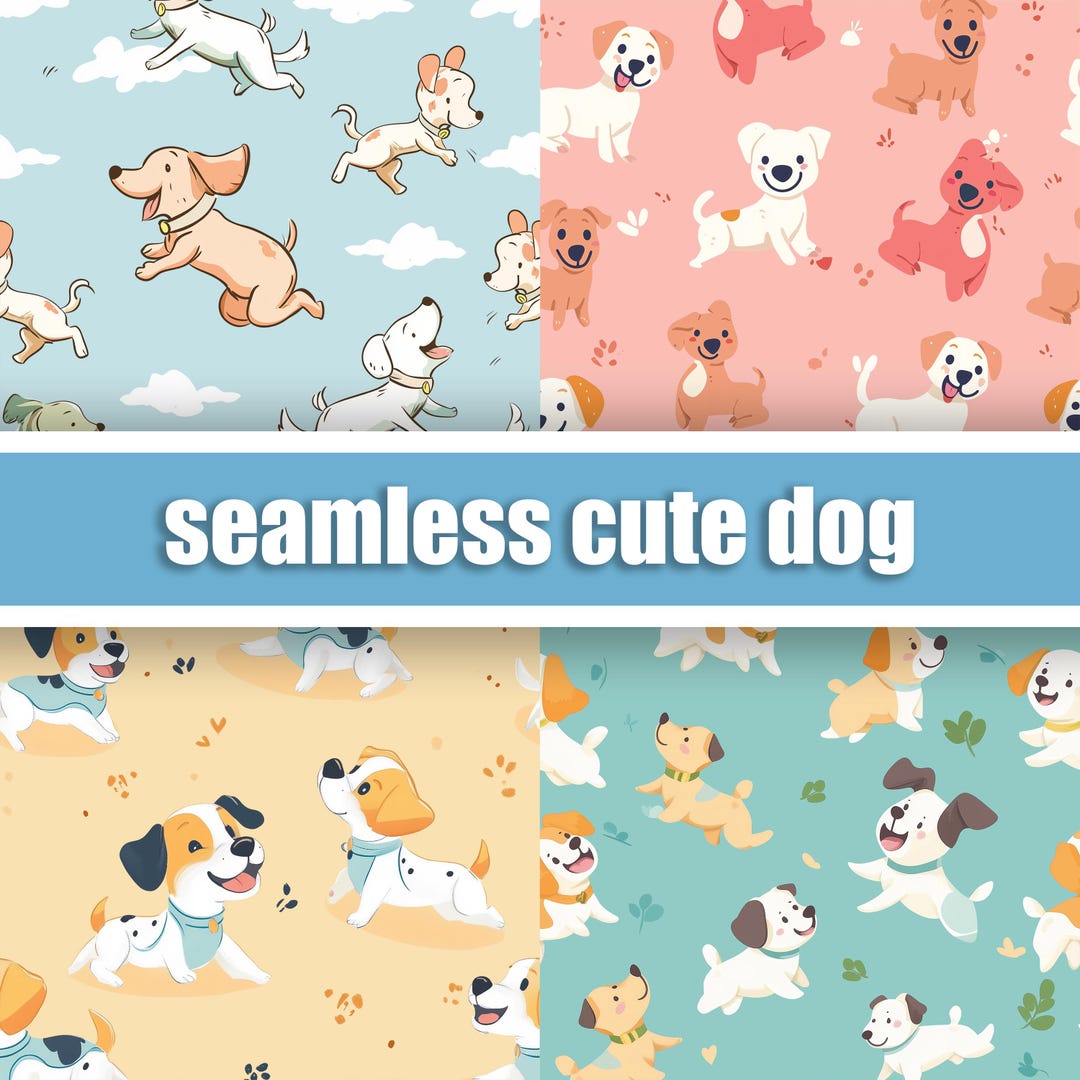 Seamless Cute Dog Pastel Color Dog Pattern Background Paper Grift ...
