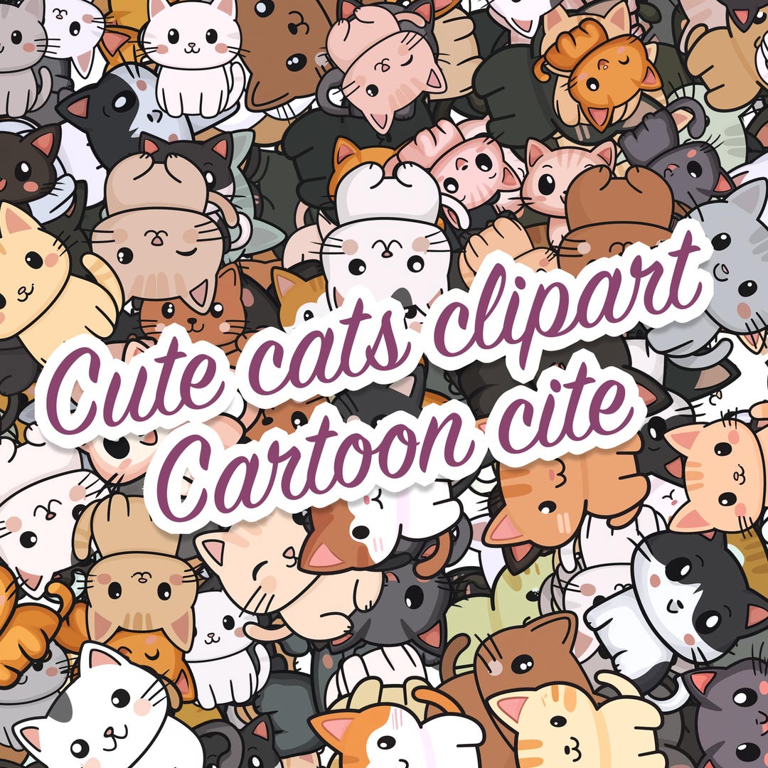 36 Cats Cute Clipart Cartoon Cute Sticker Story Book Character. - Etsy