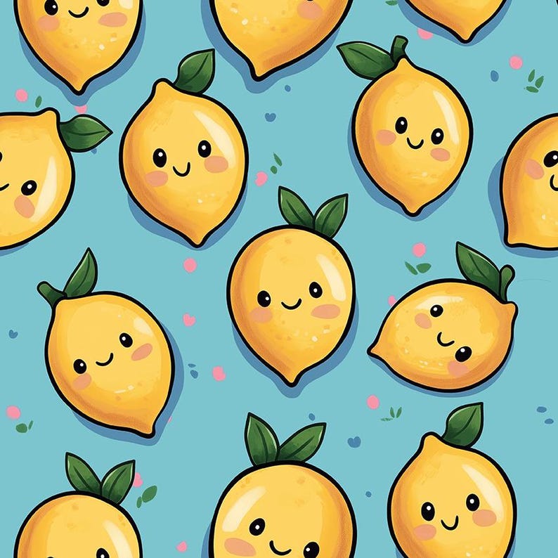 Seamless Cute Lemon Yellow Cute Pattern Backdrop Background Commercial ...