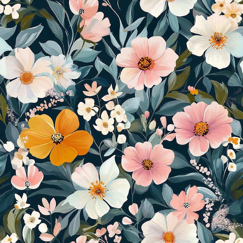 Seamless Flower Spring Summer Pattern Colorful Background Backdrop ...