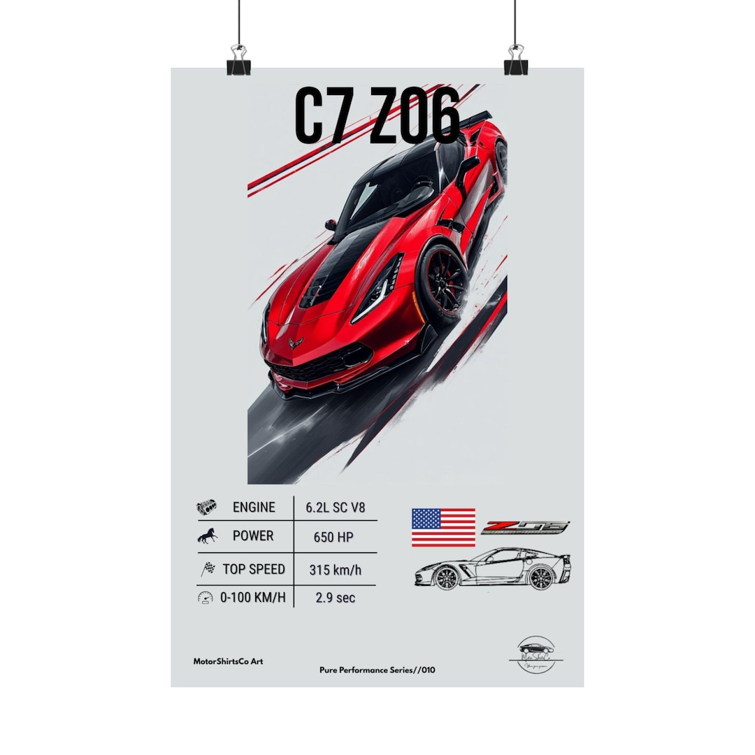 Corvette C7 Z06 Digital Download | Printable American Muscle Car Poster ...
