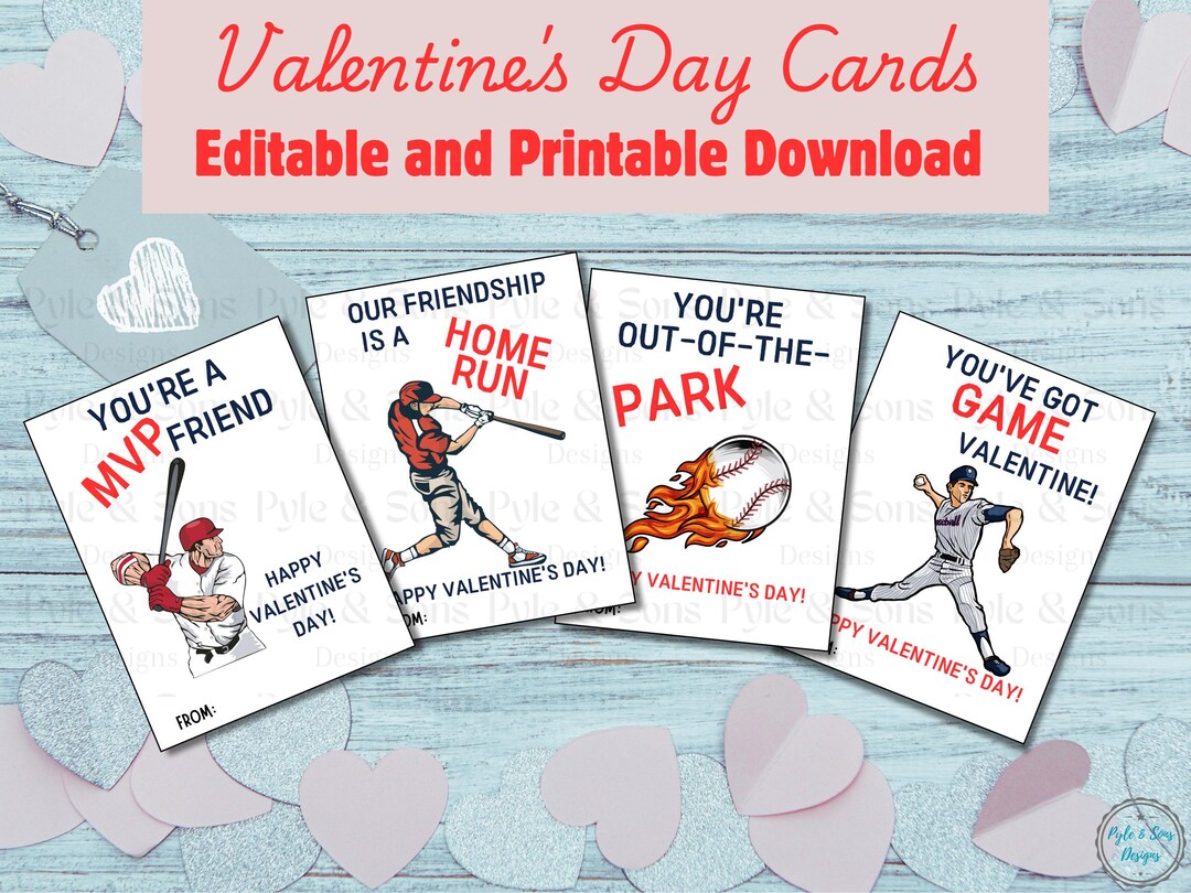 Baseball Valentine Cards | Editable in Canva | Printable Instant ...