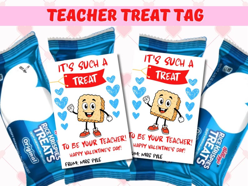 Editable Teacher Valentine Treat Tag | Rice Krispie Valentine Card ...