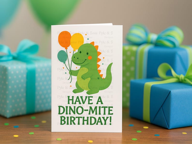 Dino-mite Birthday Card Printable 5x7 (vertical & Horizontal) | Instant ...