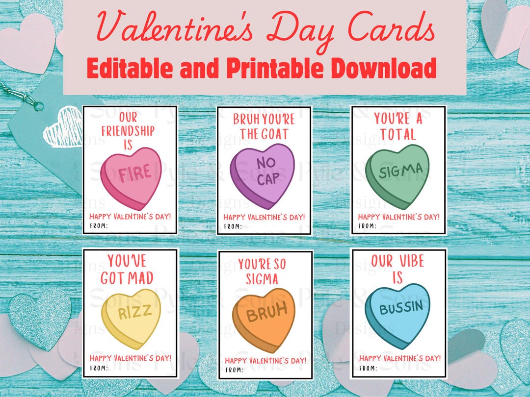 GEN Z Alpha Slang Valentine Cards | Editable in Canva | Printable ...