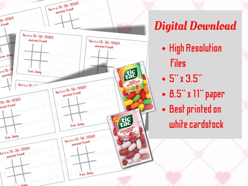 Tic Tac Toe Valentine for Tic Tacs | Editable Canva Valentine Card ...