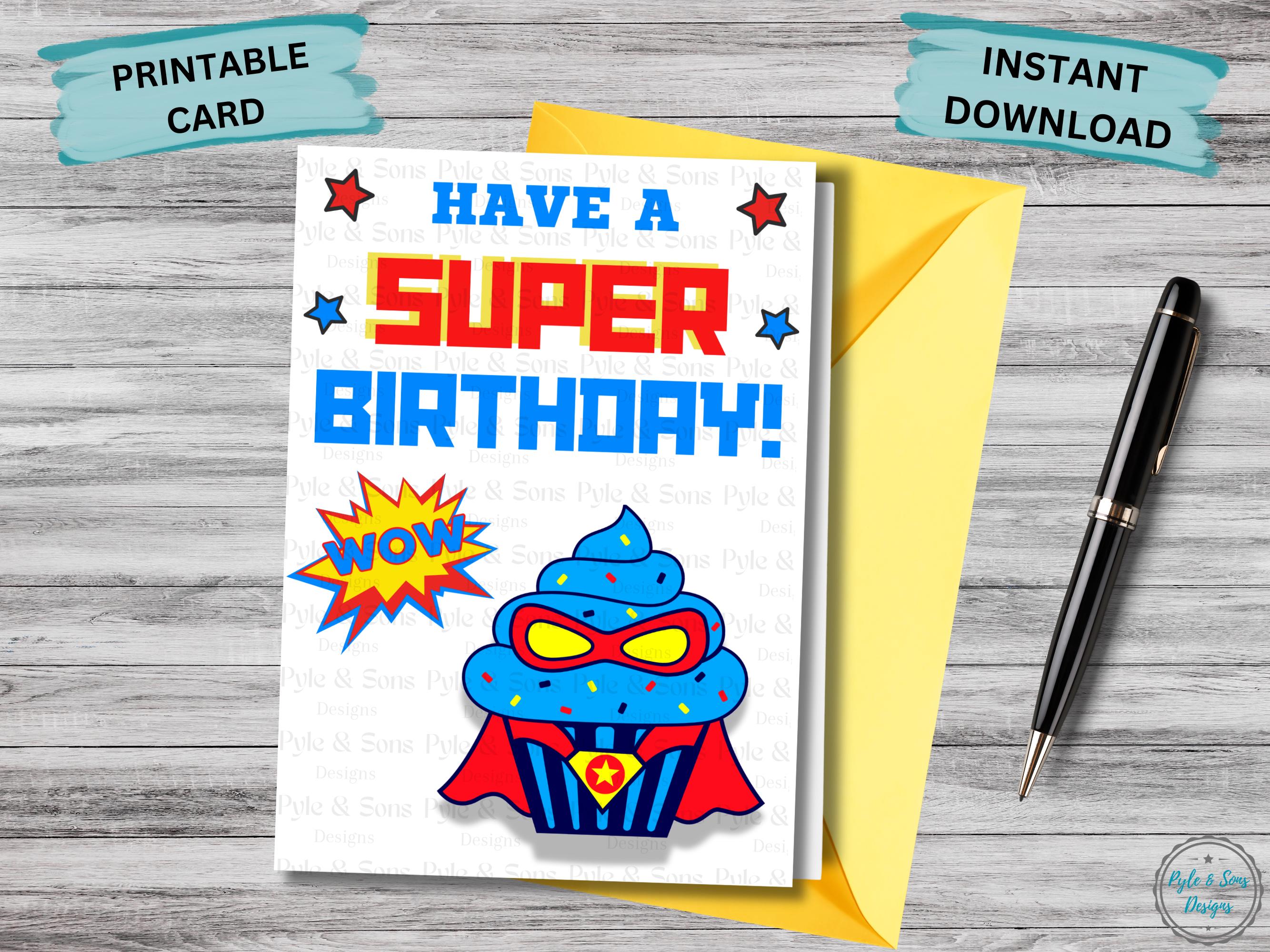 Superhero Birthday Card | Printable Birthday Card | Birthday Card for ...