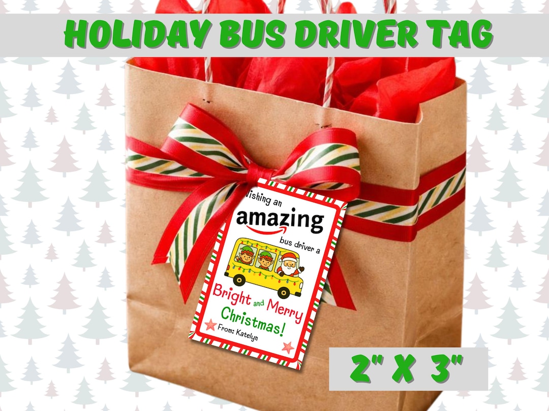 Amazing Bus Driver Christmas Tag Printable, Bus Driver Gift Tag ...