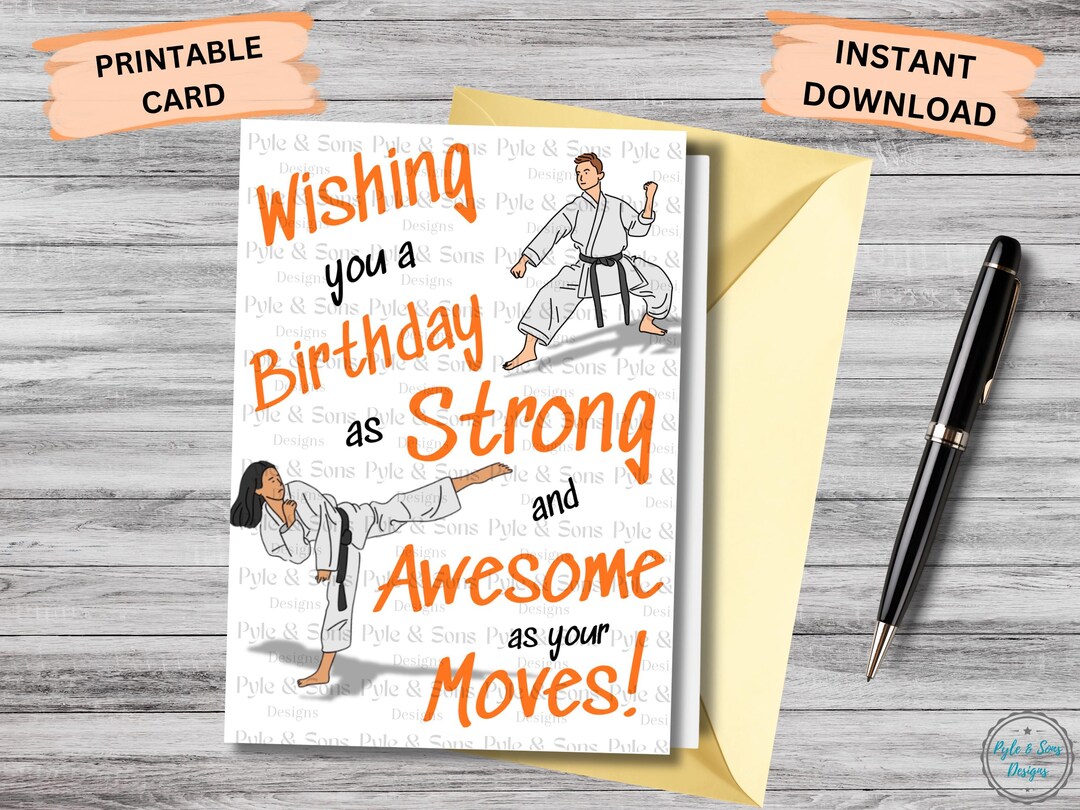 Karate Birthday Card Printable | Martial Arts Birthday Card | Strong ...