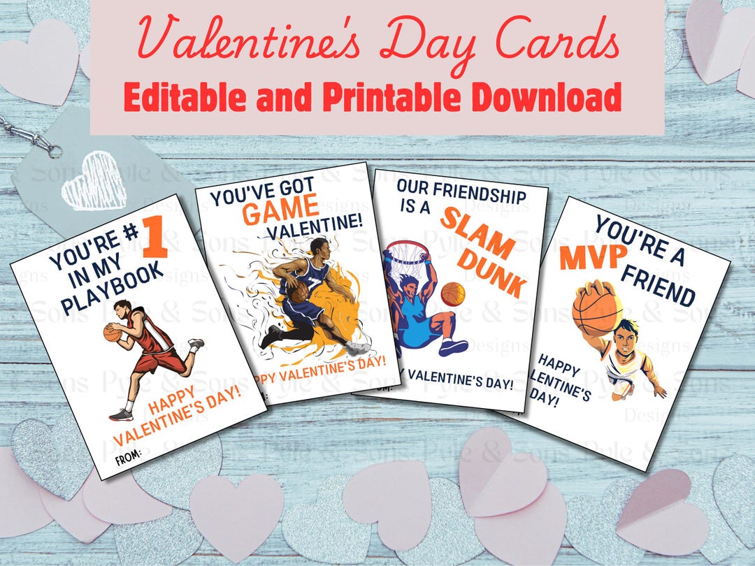 Basketball Valentine Cards | Editable in Canva | Printable Instant ...