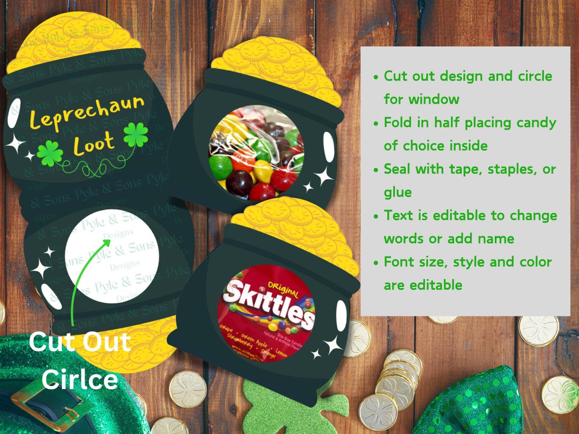 St Patrick's Day Candy Card Holder | Instant Download | Editable in ...