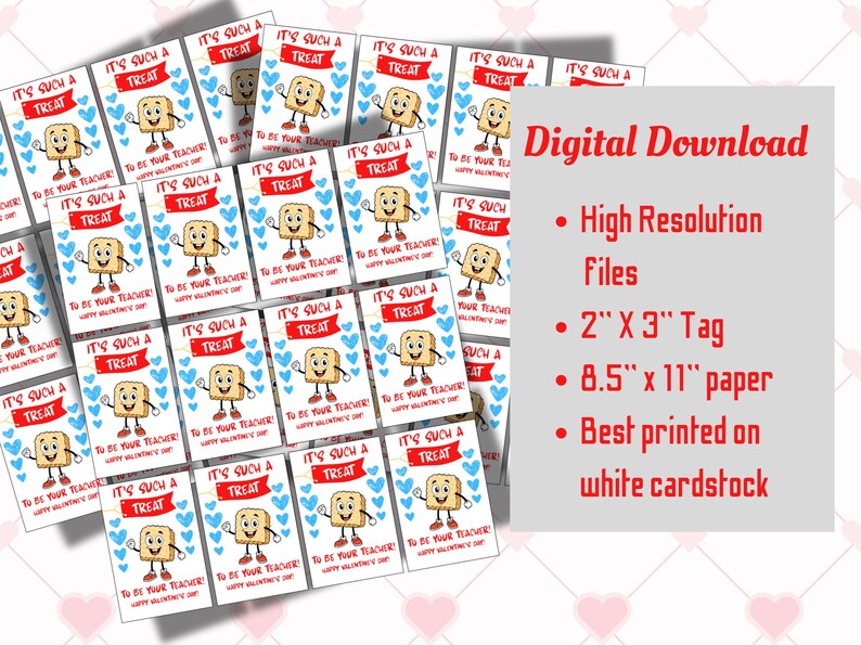 Editable Teacher Valentine Treat Tag | Rice Krispie Valentine Card ...