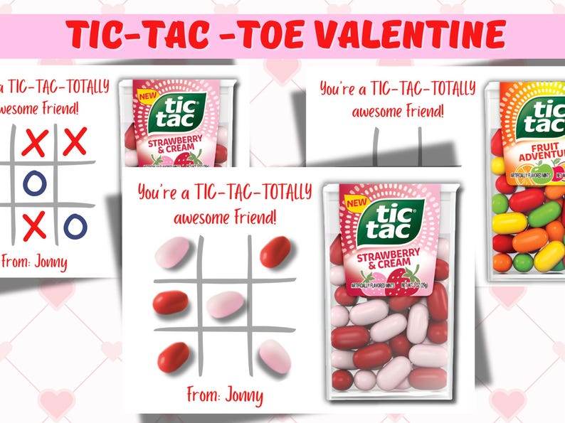 Tic Tac Toe Valentine for Tic Tacs | Editable Canva Valentine Card ...