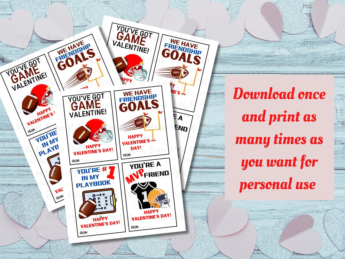 Football Valentine Cards | Editable in Canva | Printable Instant ...