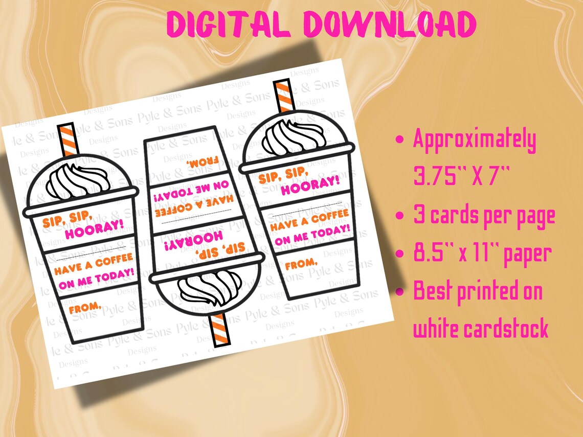 Editable Coffee Gift Card Holder | Canva Template | Dunkin Donuts ...