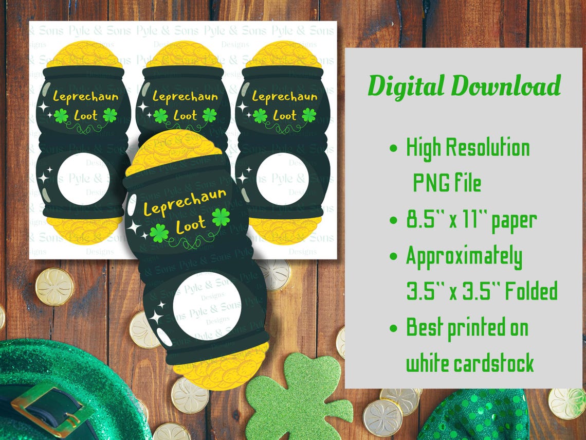 St Patrick's Day Candy Card Holder | Instant Download | Editable in ...