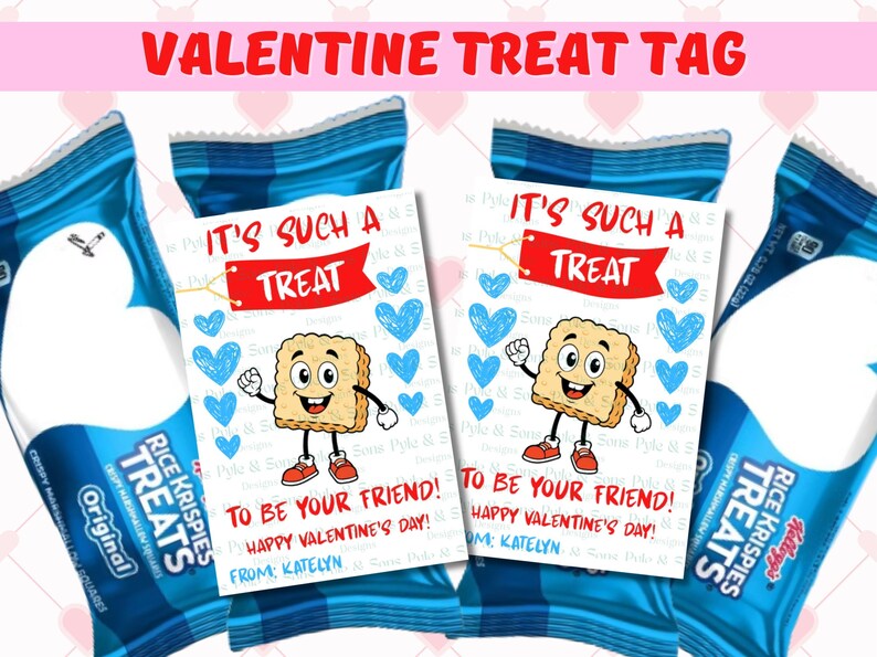 Editable Valentine Treat Tag | Rice Krispie Valentine Card | Printable ...