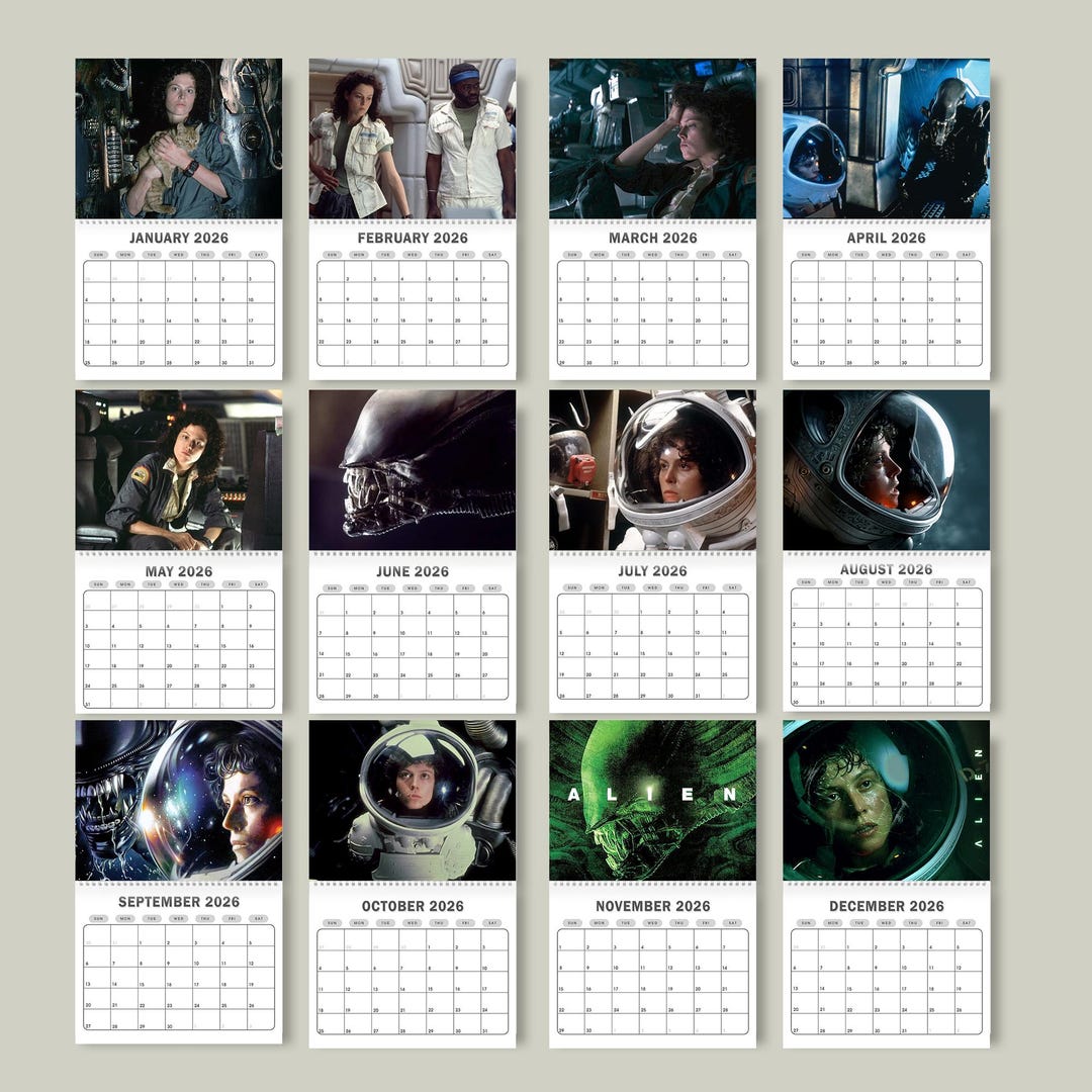 Alien 1979 Wall Calendar, 90S Movie 2026 Year Planner, 2026 Calendar ...