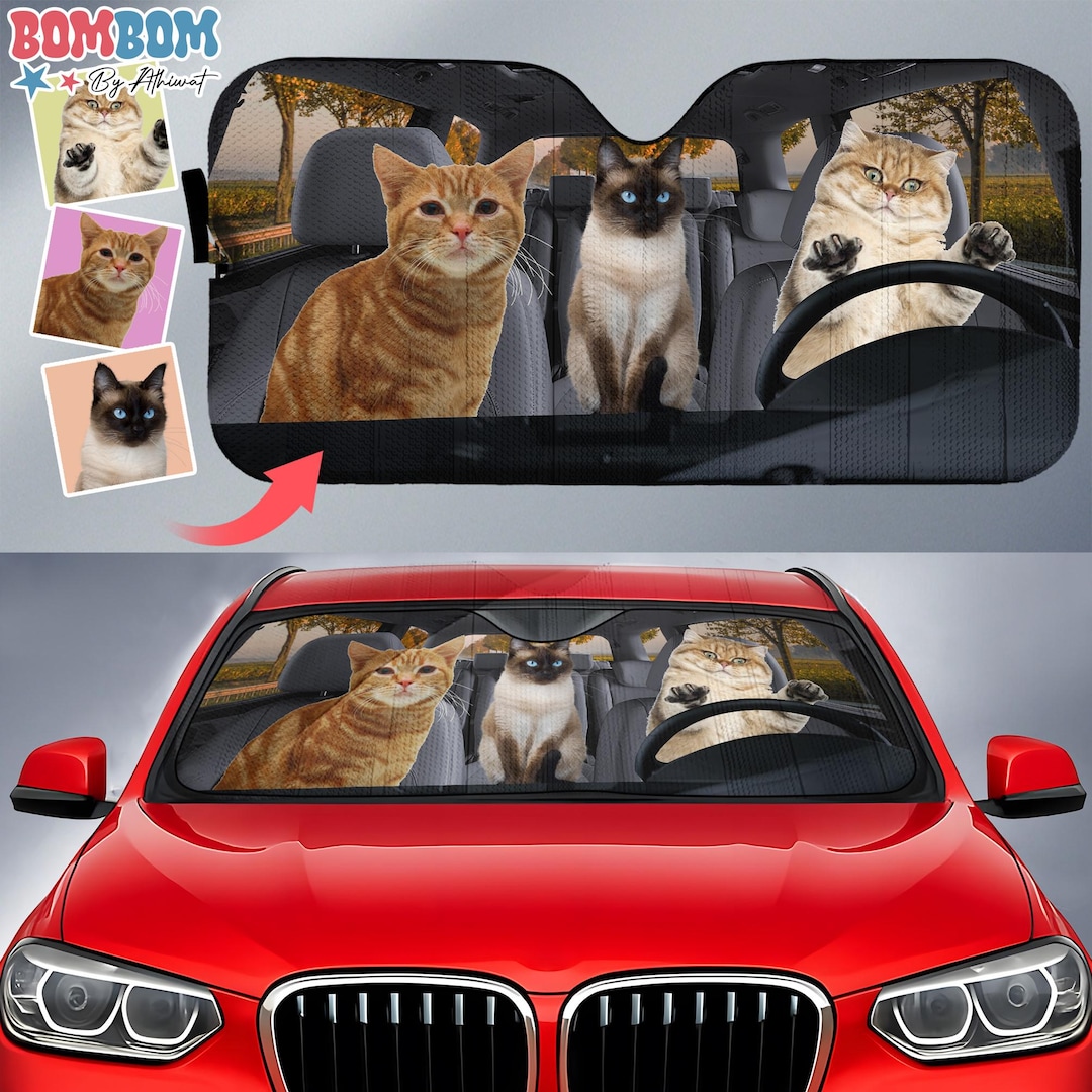 Custom Pet Photo Auto Windshield Sun Shade, Personalized Cat Picture ...