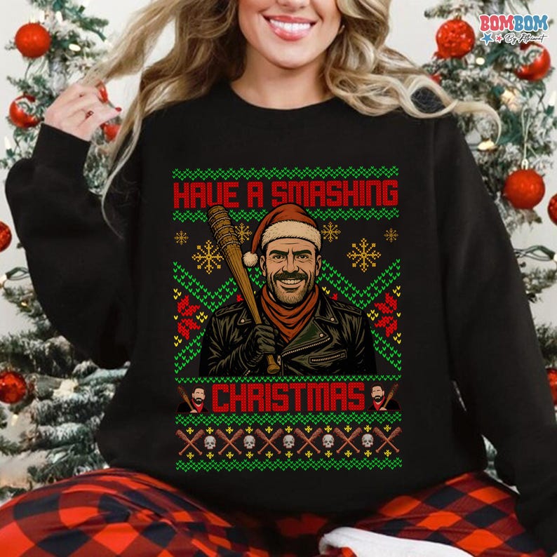 Negan the Walking Dead Have a Smashing Christmas Tee Shirt Sweatshirt ...