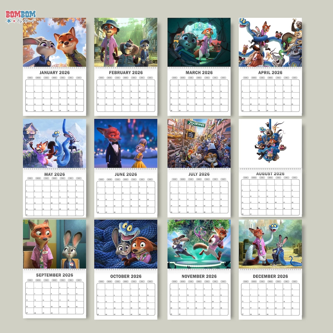Zootopia 2 Wall Calendar 2026, Zootopia Movie Calendars, Judy Hopps and ...
