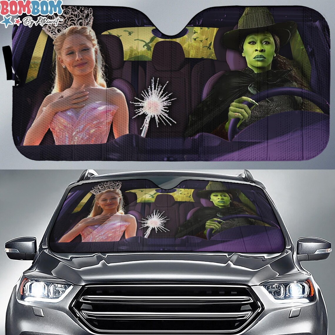 The Wicked Car Sun Shade, Elphaba and Glinda Car Sun Shade, Wicked the ...