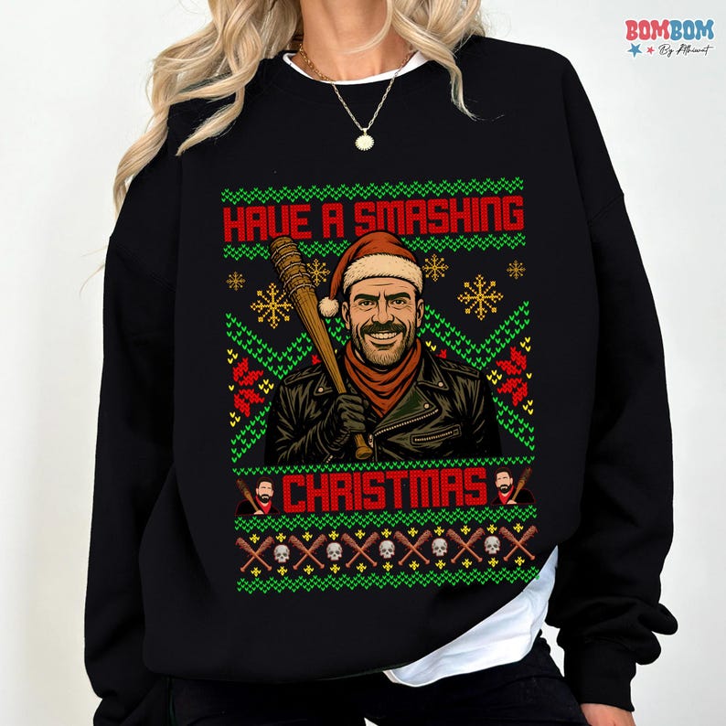 Negan the Walking Dead Have a Smashing Christmas Tee Shirt Sweatshirt ...