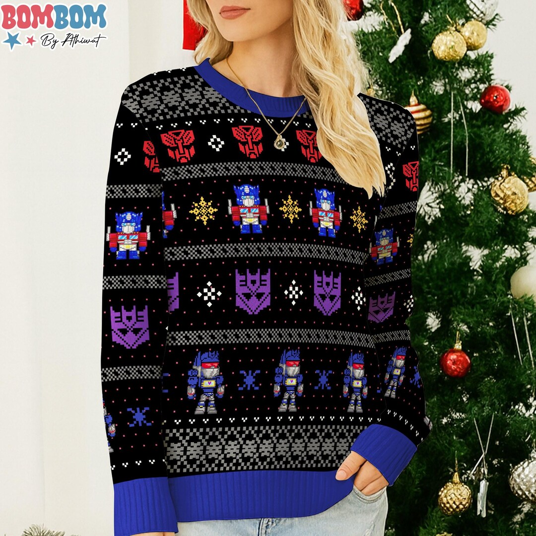 Xmas in Disguise Transformers Ugly Christmas Sweatshirt | Optimus Prime ...
